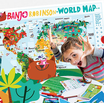 FREE World Map and Stickers from Banjo Robinson - Freebies