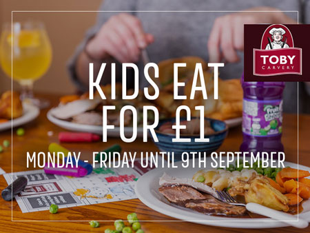 Kids Eat for £1 at Toby Carvery - Freebies